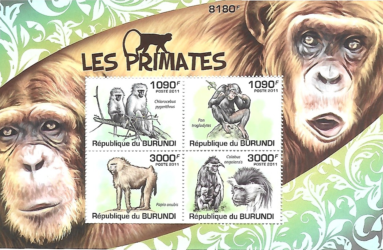 Primaten – natuurleven op postzegels